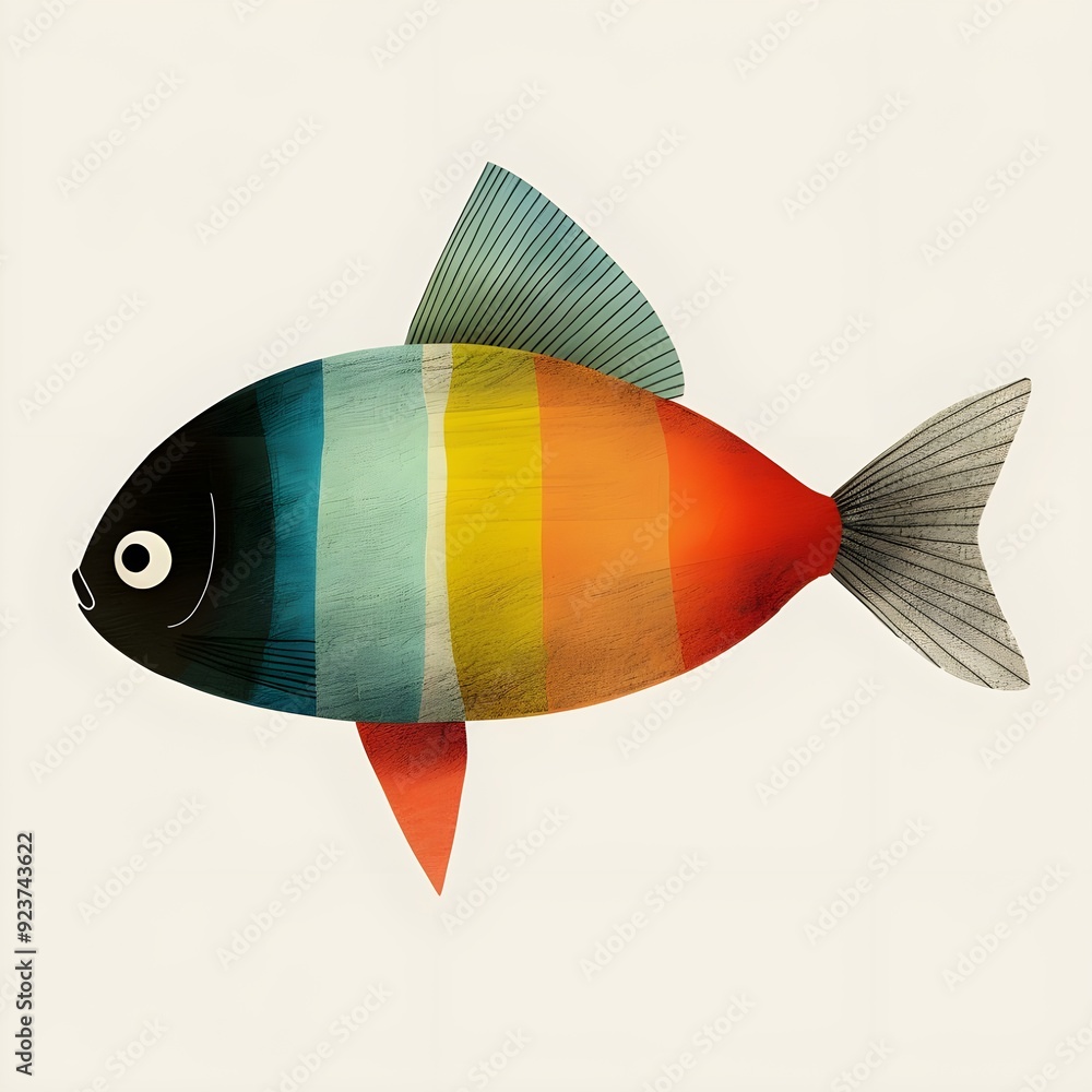 Rainbow Fish Illustration: A vibrant and whimsical illustration of a ...