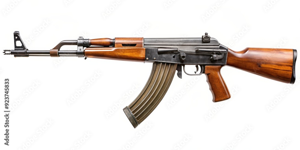 AK-47 Automatic Rifle isolated on background, firearm, weapon, assault ...