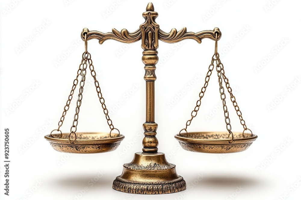 elegant balance scale made of polished brass symbolizing justice and ...