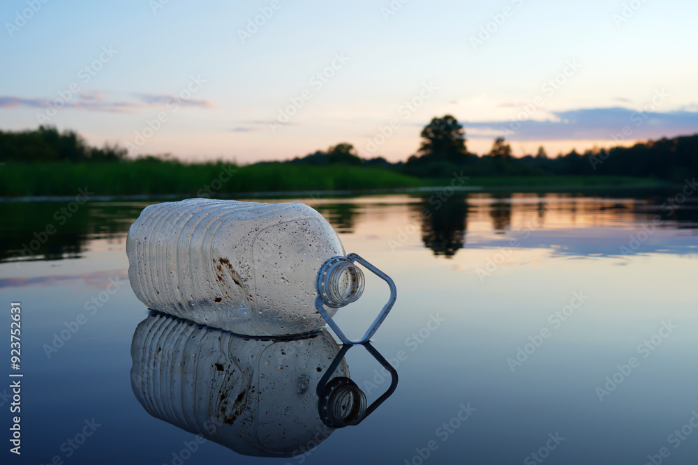 Plastic waste in lake. Ocean pollution, marine debris. Marine litter ...