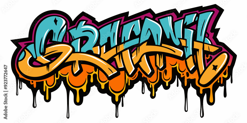 Graffiti font vector spray urban alphabet, street wall hand drawn ...