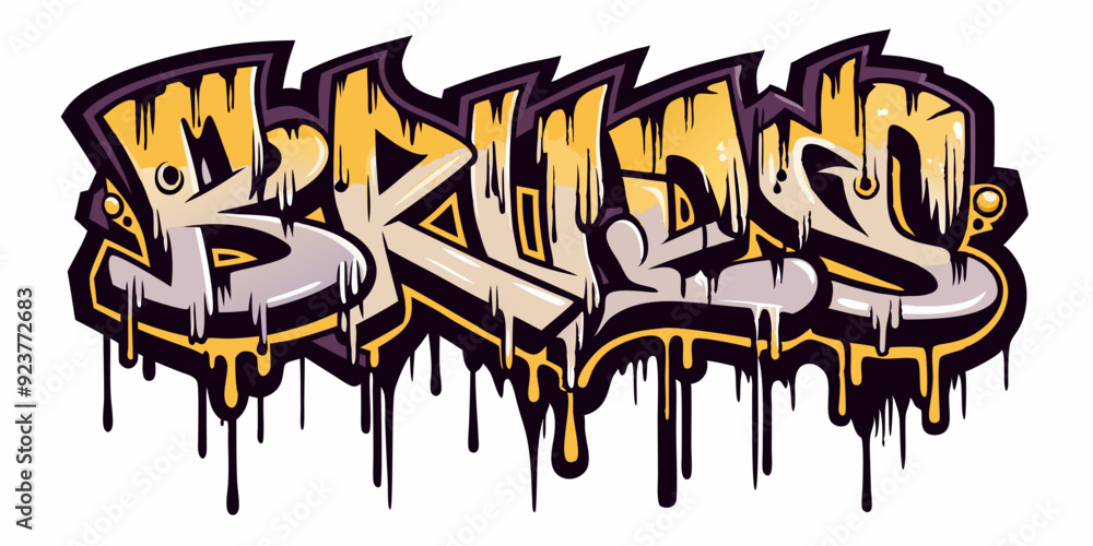 Graffiti font vector spray urban alphabet, street wall hand drawn ...