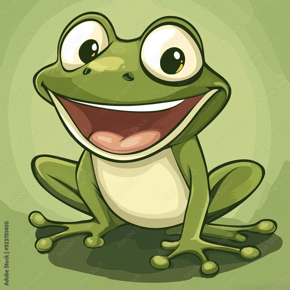Cartoon-style clipart of a friendly frog with a smile ilustración de ...