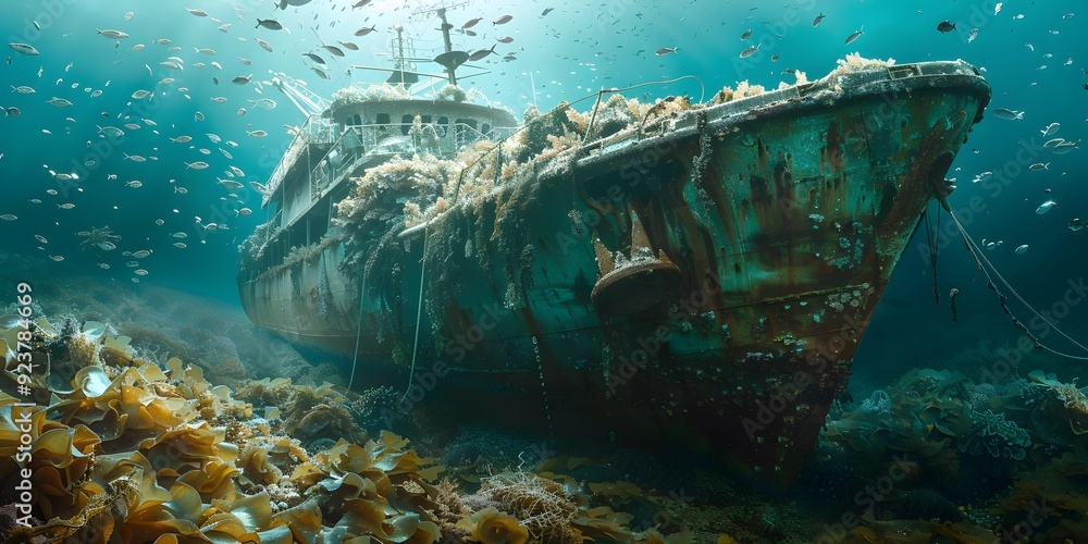 Abandoned Ship as Marine Debris in Ocean Pollution. Highlighting ...