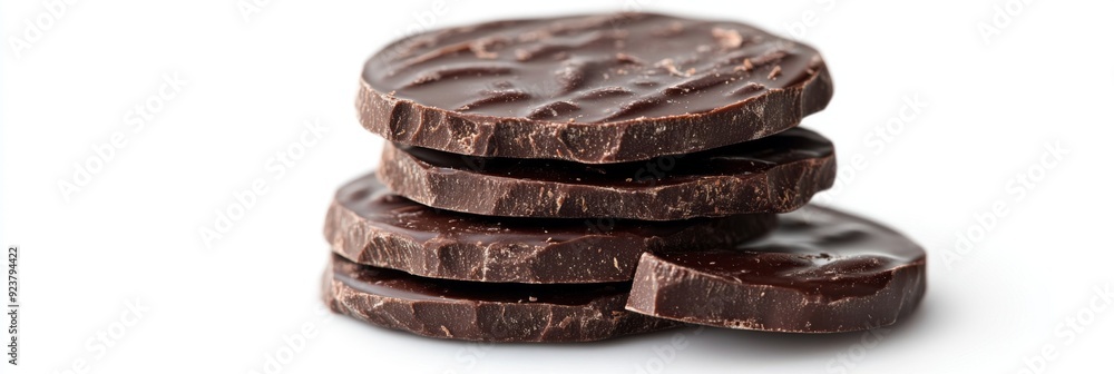 Stacked Delights: An Isolated Black Chocolate Buttons Tower on a Pure ...