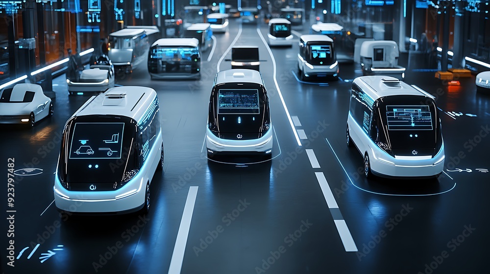 Smart city transportation hub with autonomous vehicles and augmented ...