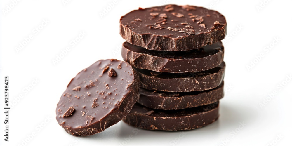 Stacked Delights: An Isolated Black Chocolate Buttons Tower on a Pure ...