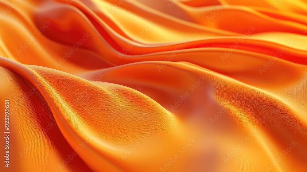 Orange fabric with a wavy pattern, creating a dynamic and stylish visual effect in a graceful ...