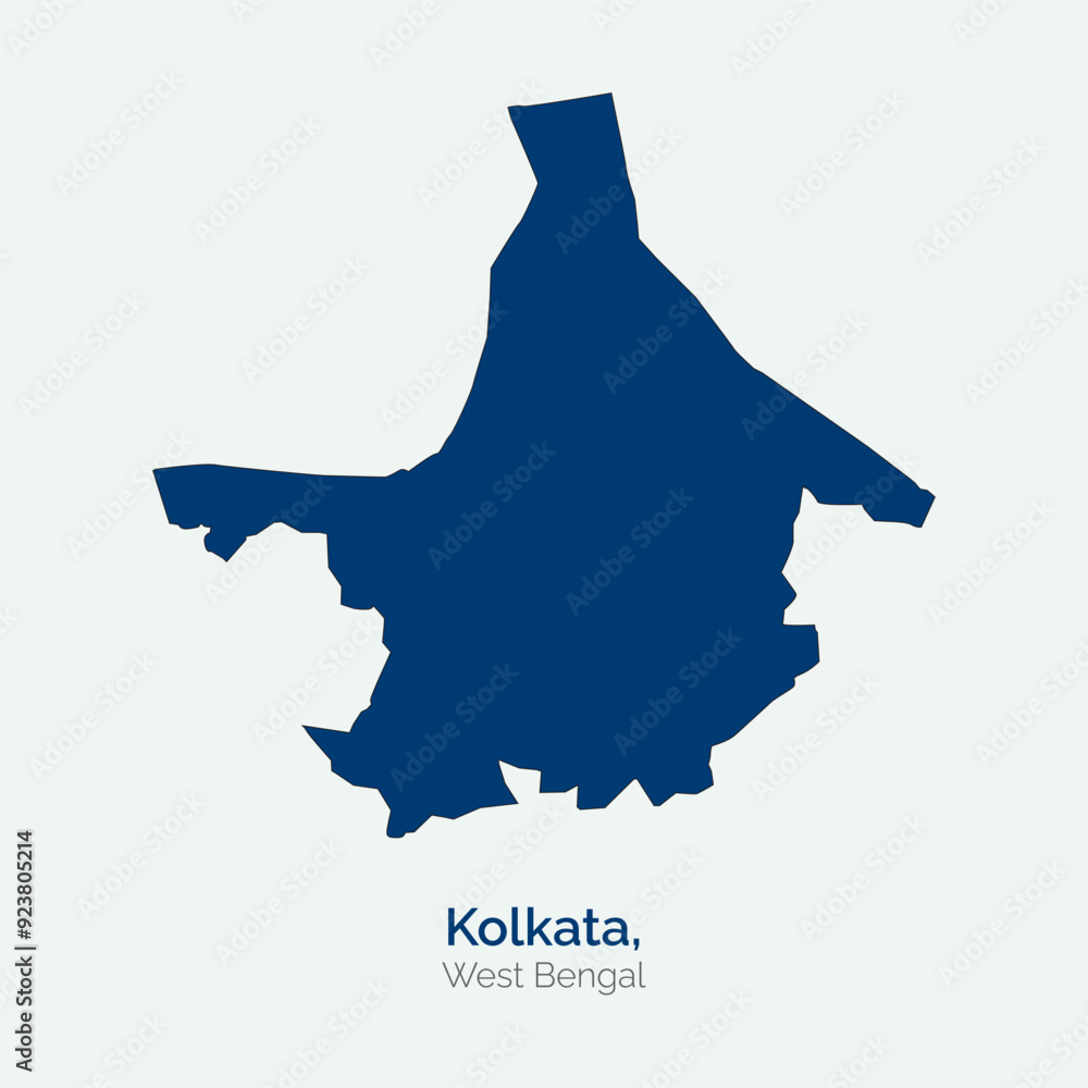 Kolkata city map of West Bengal state of India. Modern flat 2d map of ...