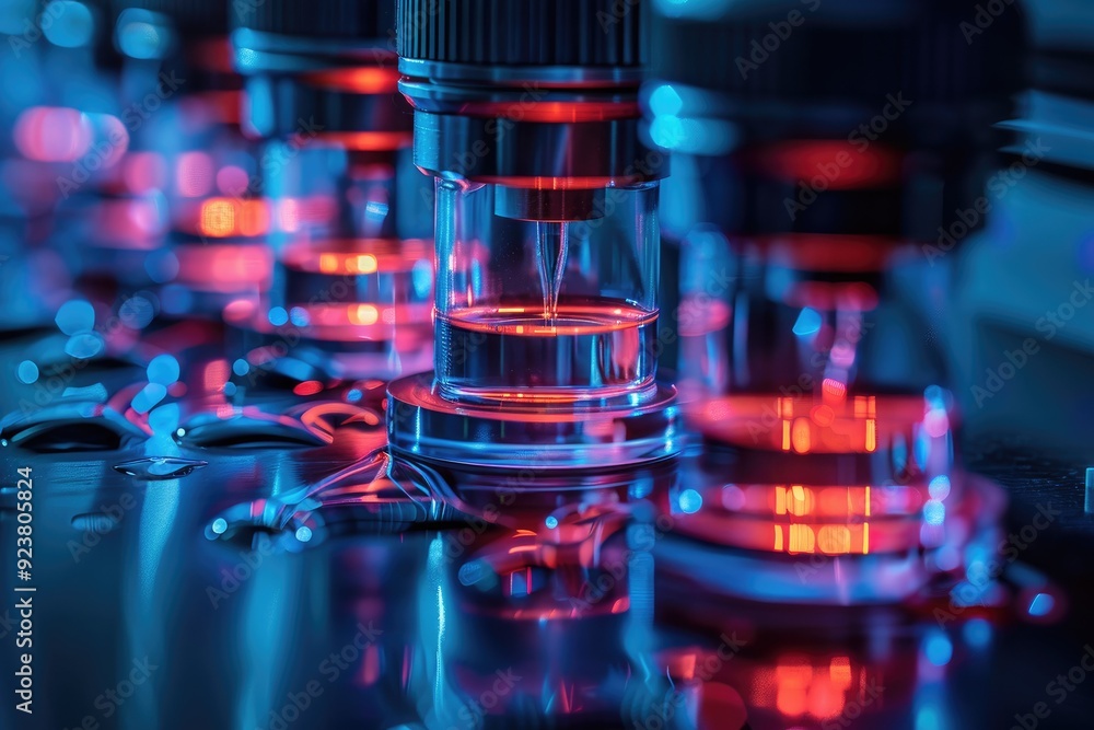 Detailed view of the ink curing process under UV light, with a gradient ...