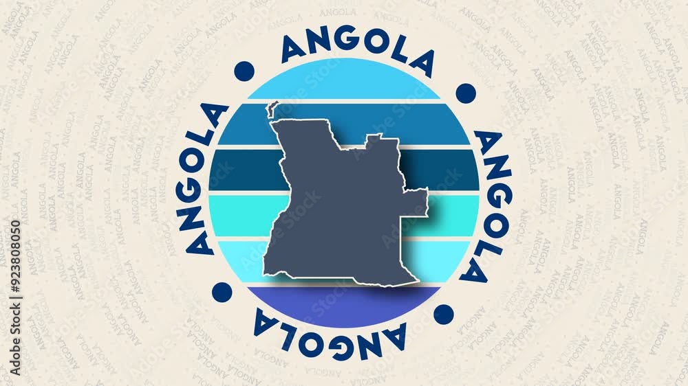 Angola logo intro. Badge with the circular name and map of country ...