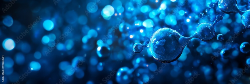 Abstract Blue Cells Floating in a Liquid - A cluster of blue cells ...