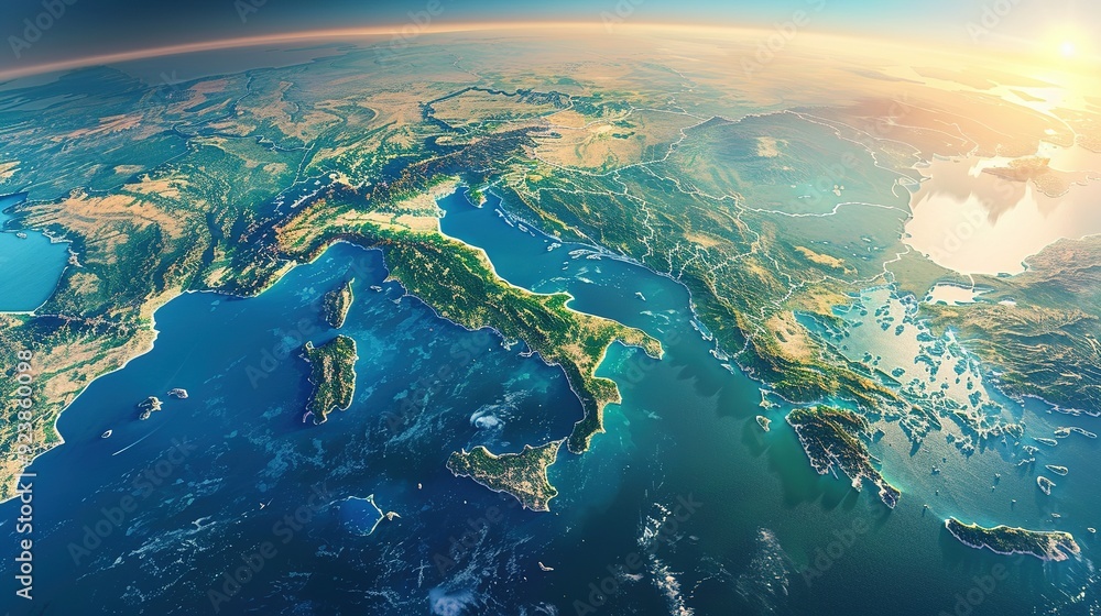 Physical map of Planet Earth, centered on the Mediterranean Sea ...