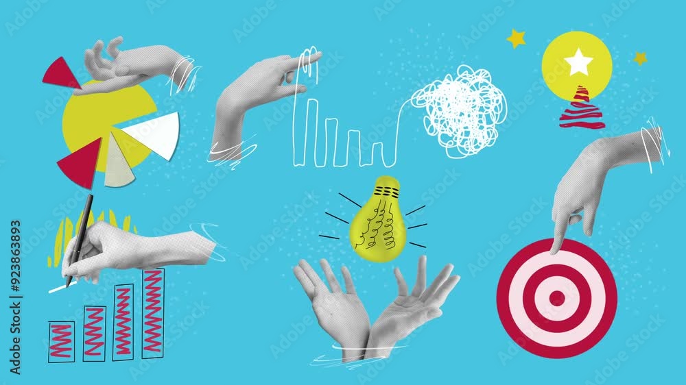 2D animation about main business concepts - sales increase. goal ...