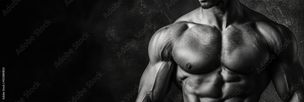 Muscular Man's Upper Body - Strength and Fitness Concept - A muscular ...