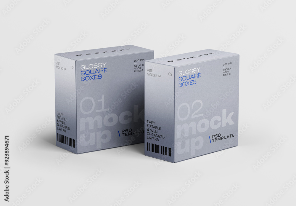 Glossy Square Box Mockup Stock Template | Adobe Stock