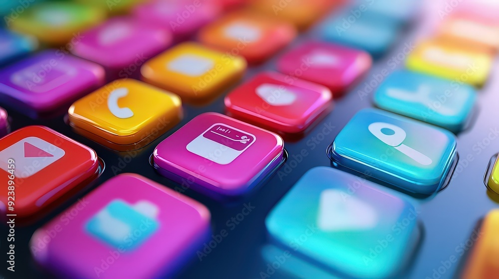 vibrant, eye-catching app icon representing a mobile application, with ...