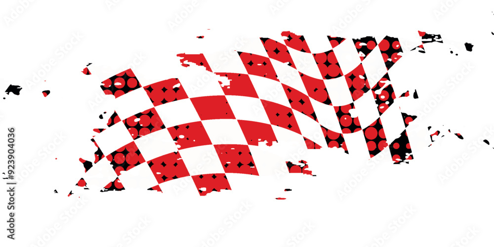 Grunge race flag, isolated vector monochrome banner for motocross ...