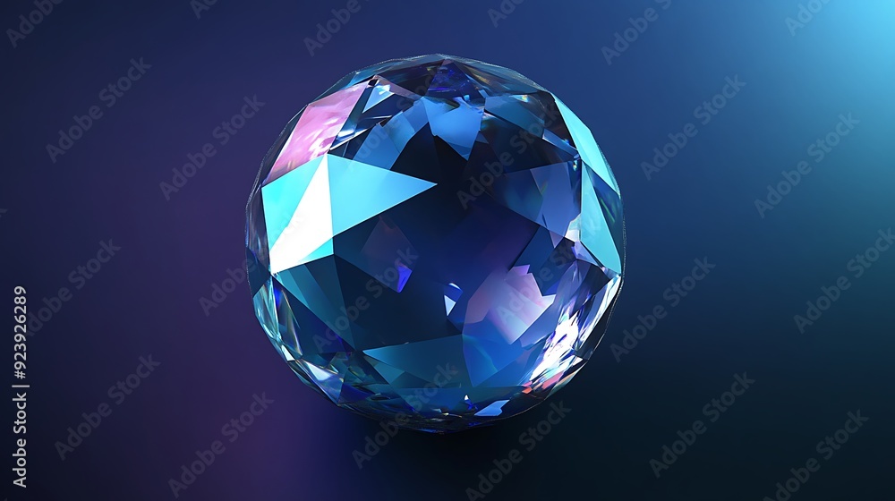 Mesmerizing Iridescent Crystalline Orb on Dark Blue Background - 3D ...