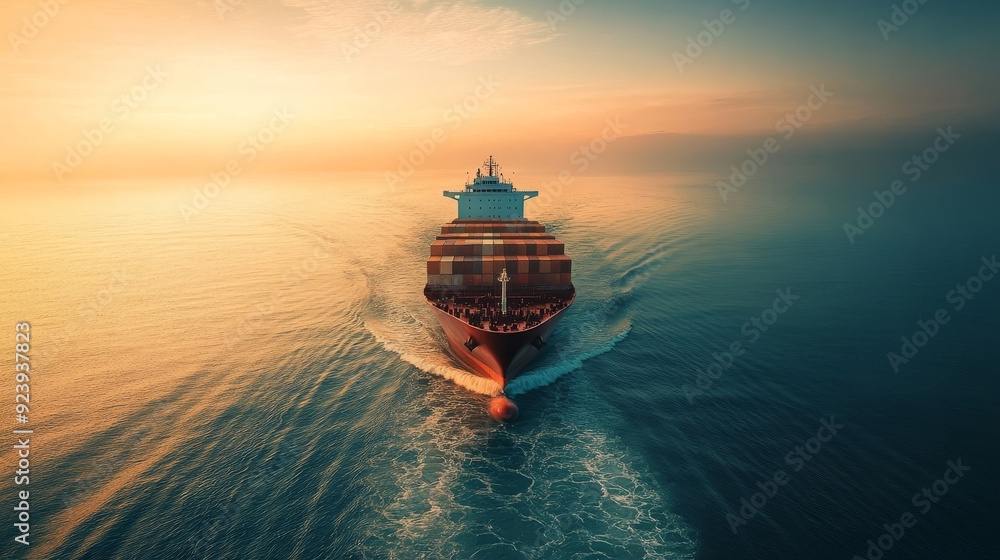 AI-Driven Autonomous Ship: A cargo ship navigating autonomously across ...
