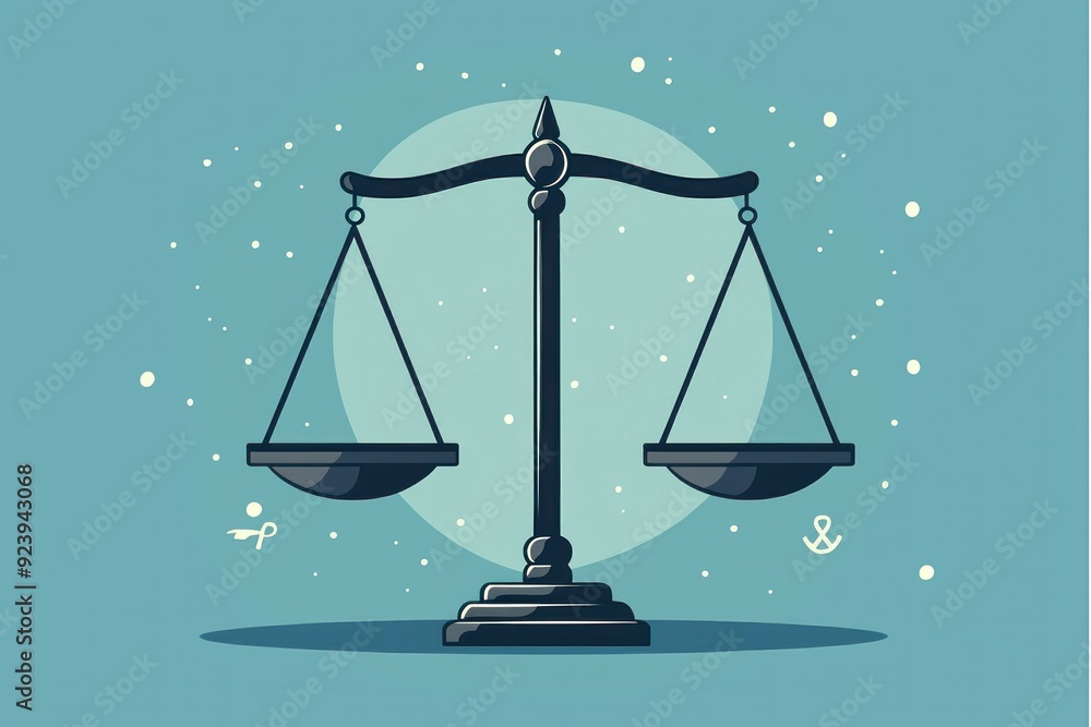 Justice scales with equal symbols on each side, equality before the law ...
