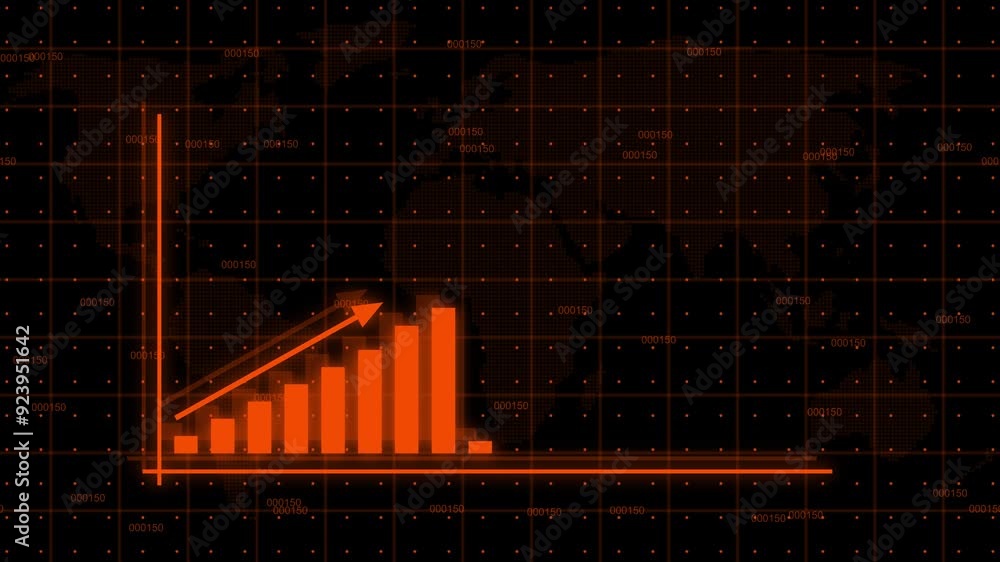 Business infographics with rising arrow and bar stats appearing. Rising ...