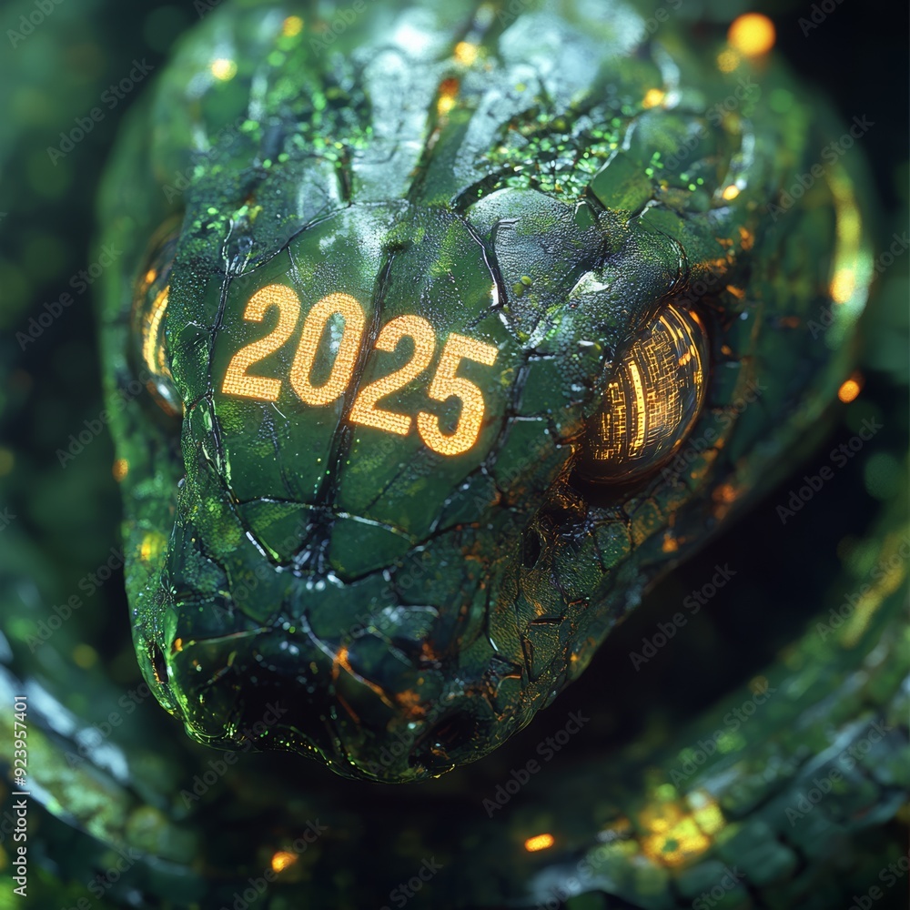 A creative and modern rendering of a futuristic snake intertwined with ...