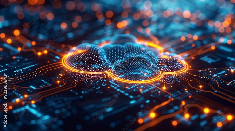 Digital technology background featuring networking, wireless ...