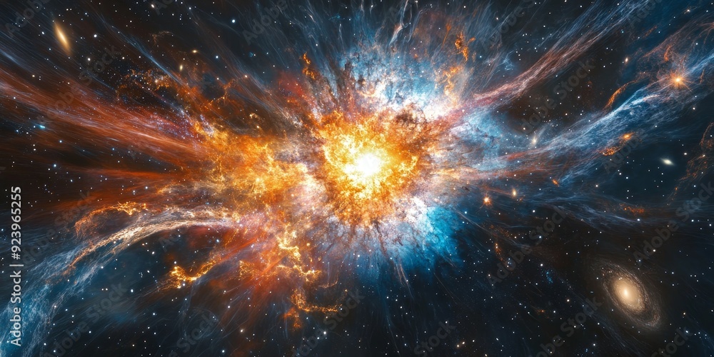 Poster, Foto A celestial event in a distant galaxy, with supernovae ...