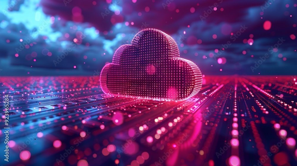 Cloud computing and data centers background featuring scalable storage, cloud services, and ...