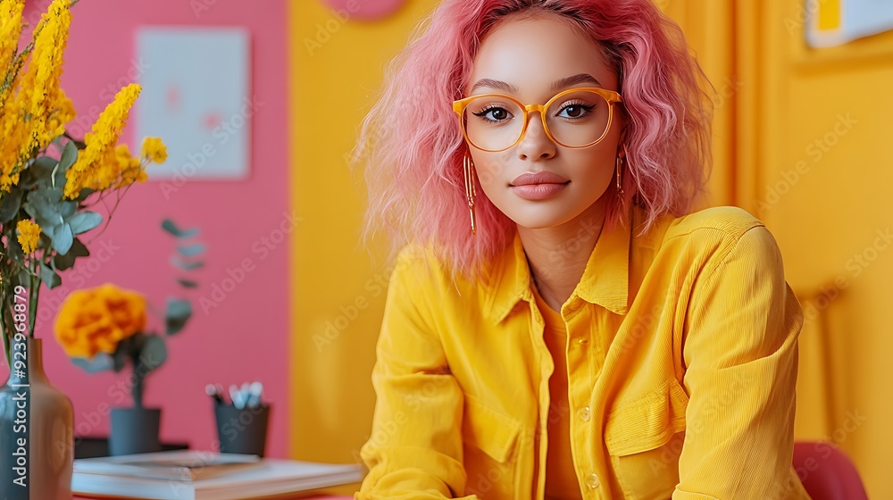 Creative director presenting a brand identity project, right-aligned ...