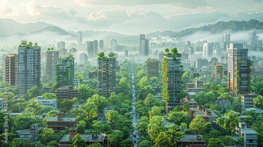 Illustrate CO2 reduction strategies with a dynamic graphic of urban ...