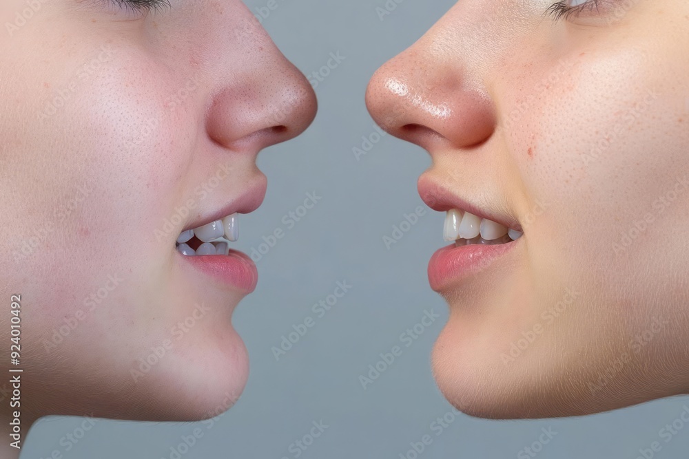 Foto de Patient face before and after bite correction, changes in ...