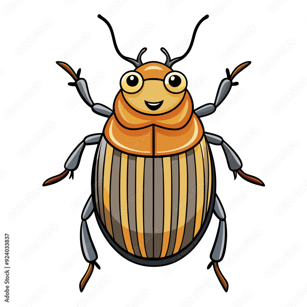 Kawaii Beetle Bug Vector Illustration - Bold Lines SVG Files for Cricut ...