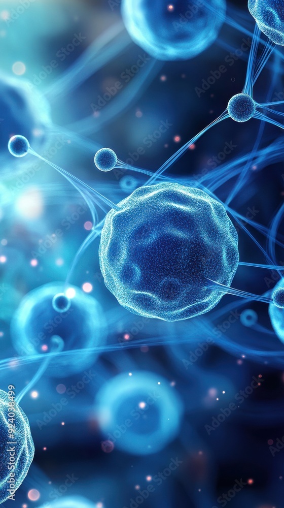 A 3D animation loop of cells multiplying and dividing, with detailed ...