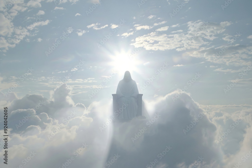 Jesus sitting on the throne in heaven and welcoming his followers ...