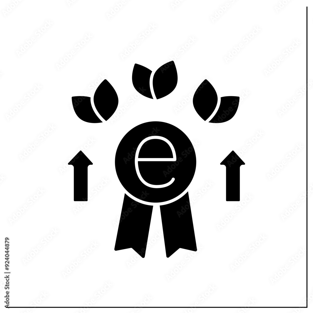 Award glyph icon. Eco excellence for supporting and protecting the ...