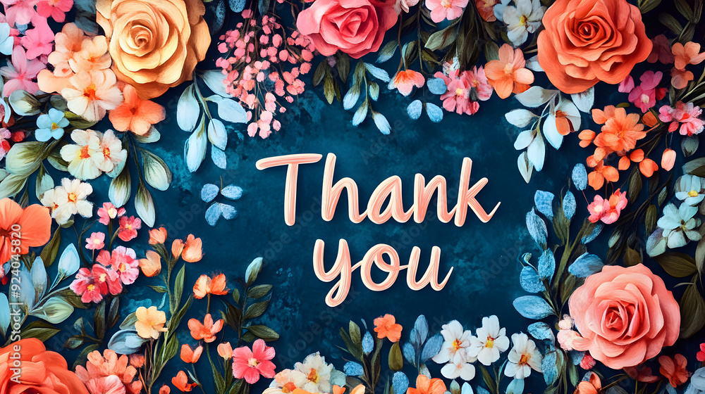 Thank you message card. Elegant floral templates. For flyer, poster ...