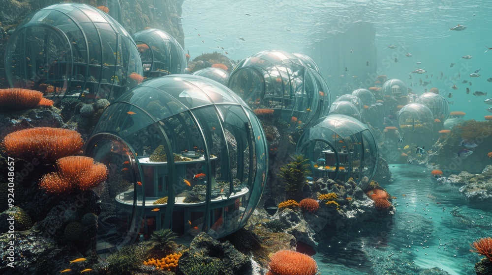 Futuristic Underwater City: An illustration of a city built beneath the ...