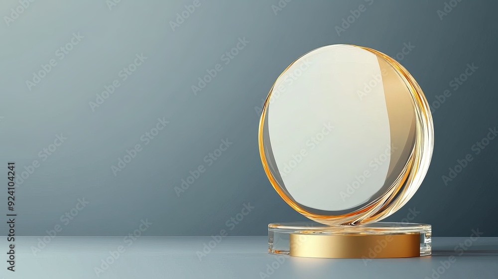 realistic vector illustration of a glass award. Isolated 3D clipart of ...