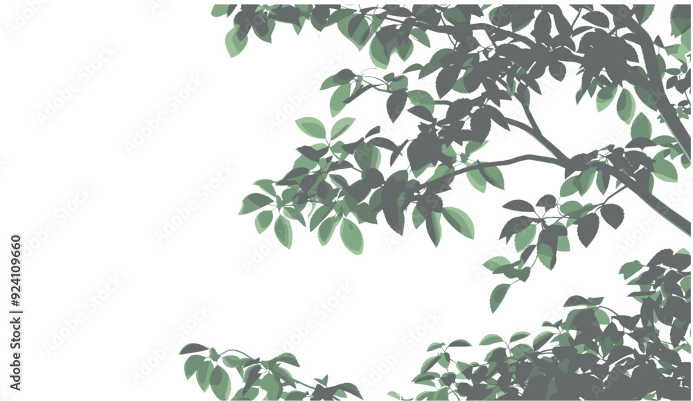 Vector illustration of nature tree leaves with shadow and sunlight ...