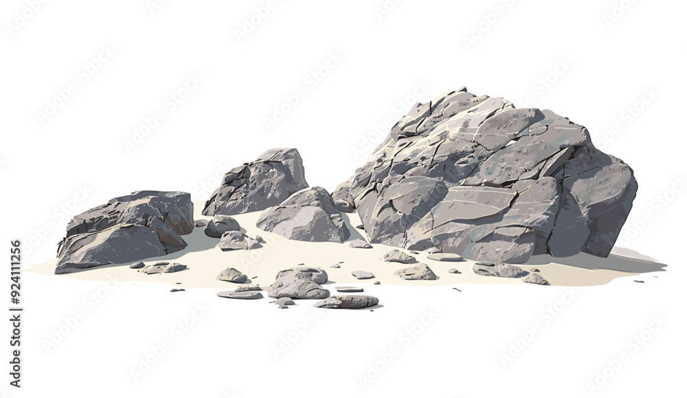 Rock stones on beach grounds vector illustration, reef rock beaches on ...