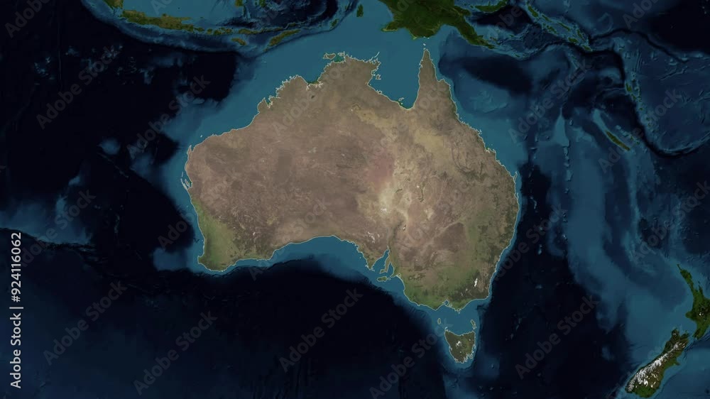 Zoom from Earth to Australia. (Highlighted) World map animation with ...