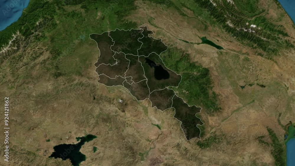 Zoom from Earth to Armenia. World map province animation with ...