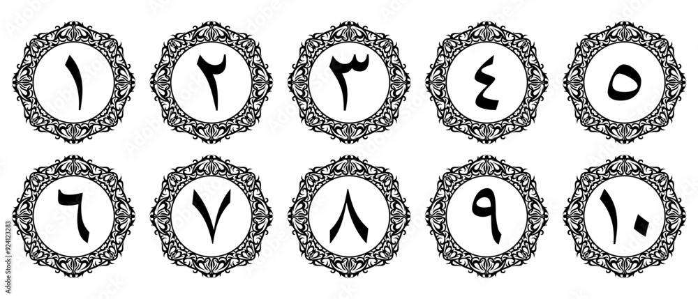 Arabic numerals with ornaments for book pages of your choice of elegant ...