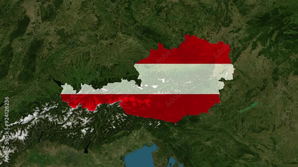 Zoom from Earth to Austria. (Country Flag) World map animation with ...