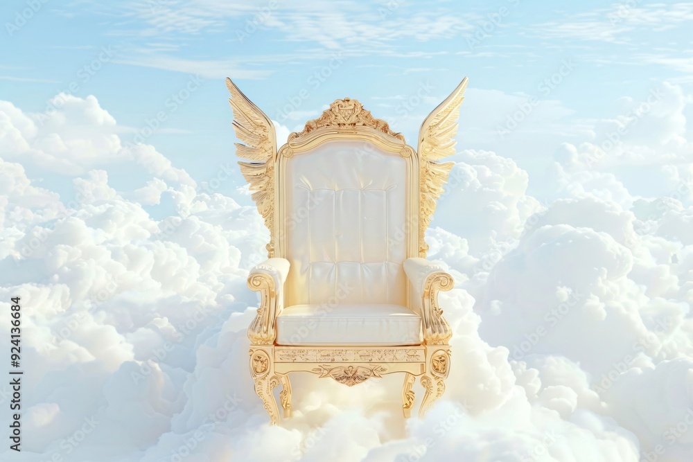 Majestic golden throne of god in heaven in the sky surrounded white ...
