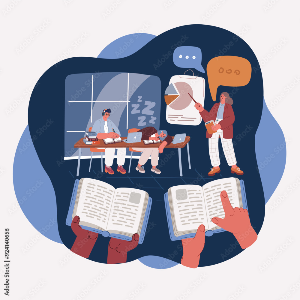 Cartoon vector illustration of people sitting on chairs and looking on ...