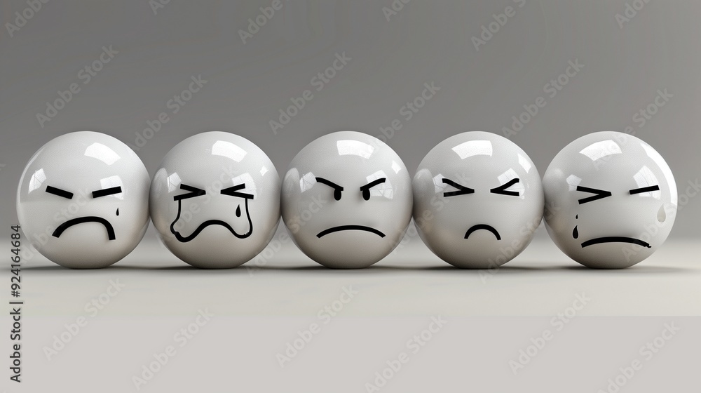 Expressions of Sadness and Anger Illustrations - Emotions Depicted by ...