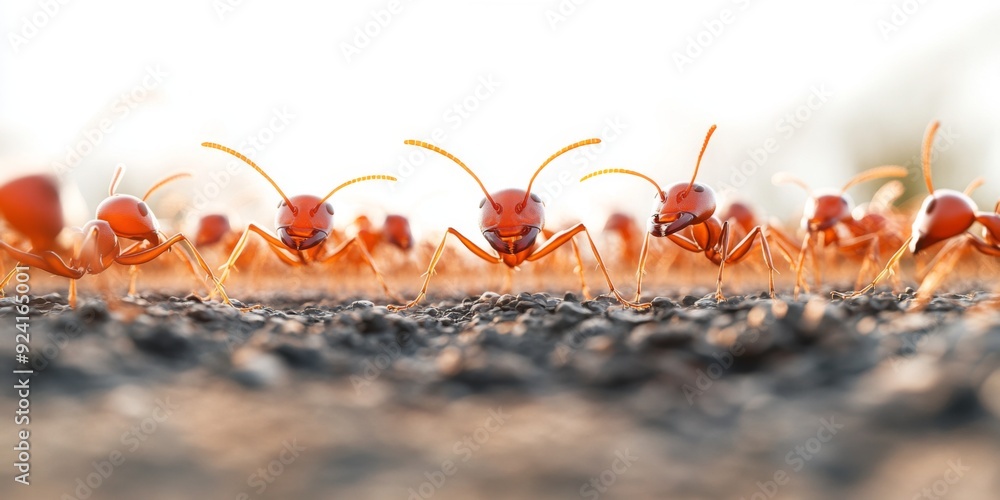United in Purpose: A Collective of Isolated Ants on a Clean Background ...